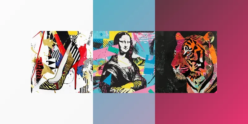 Bold Pop Art Collage Portrait Designs Midjourney Prompt | PromptBase