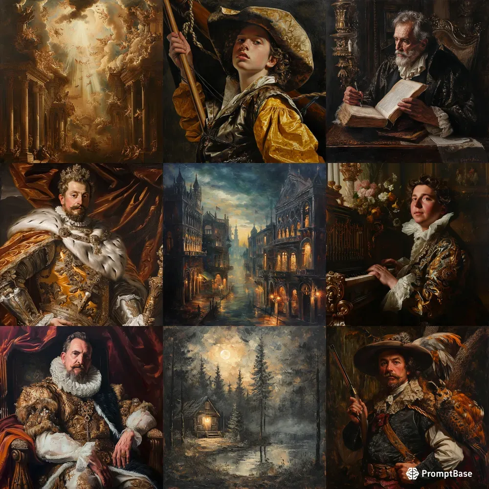 Elegance Baroque-style Oil Painting Midjourney Prompt | PromptBase