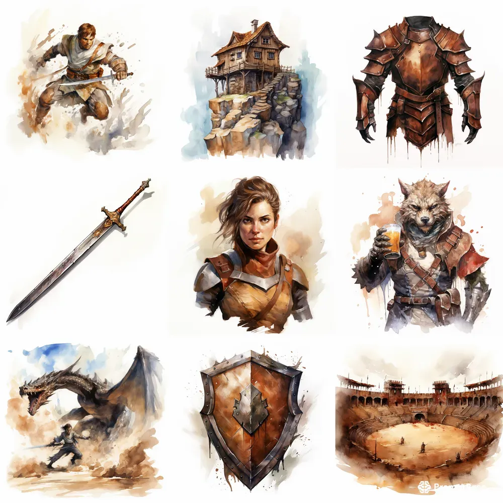 Fighter Inspired Fantasy DnD Assets Midjourney Prompt | PromptBase