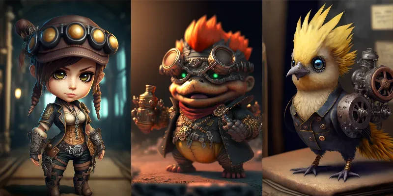 Steampunk Chibi Game Characters Midjourney Prompt | PromptBase