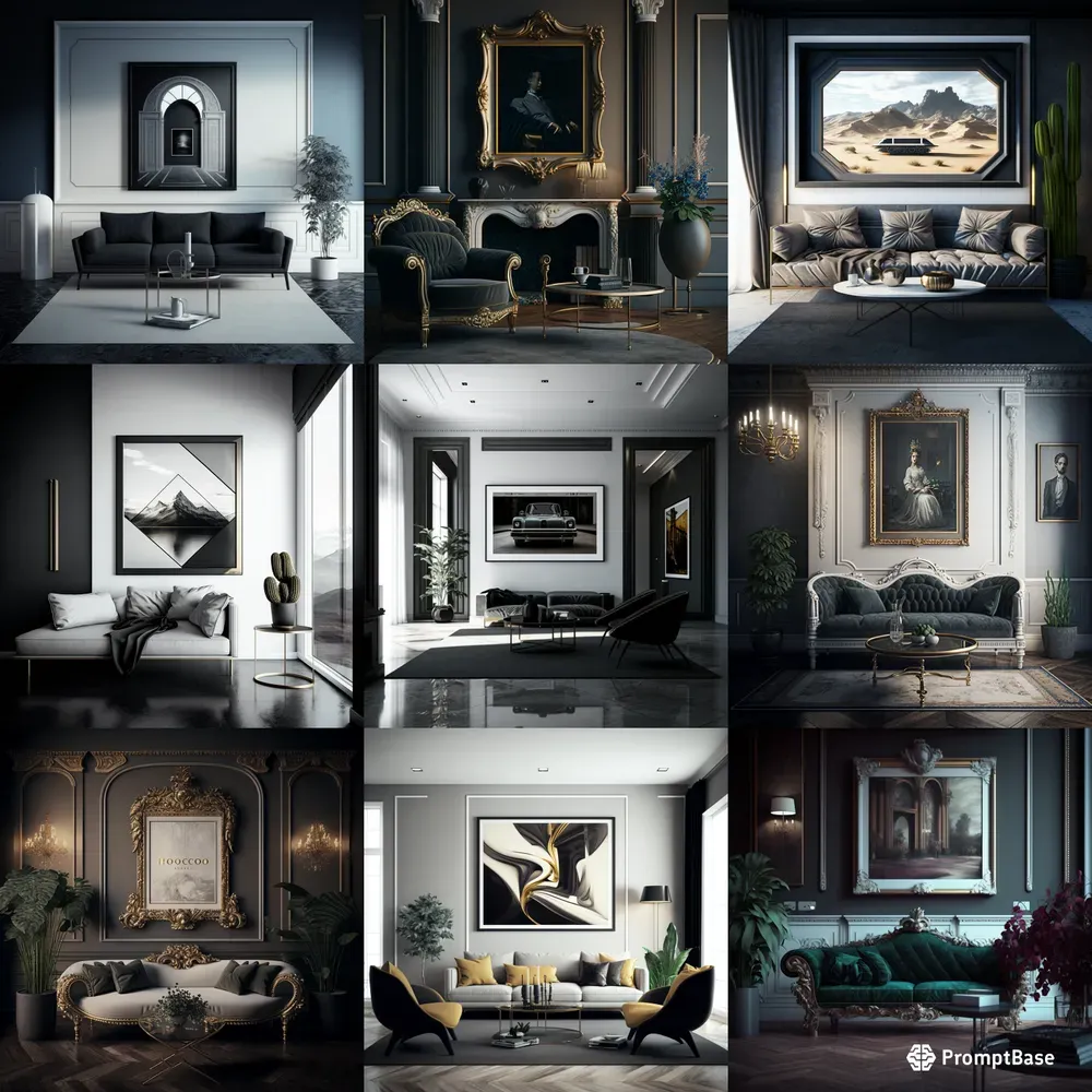 Paintings And Photo Mock-up Scenes Midjourney Prompt | PromptBase