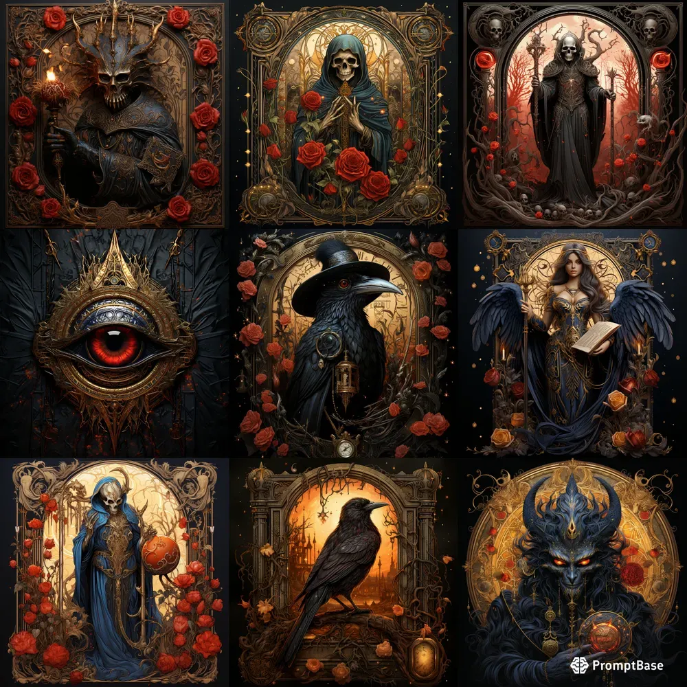 Gothic Tarot Dark Astrology Art Midjourney Prompt | PromptBase