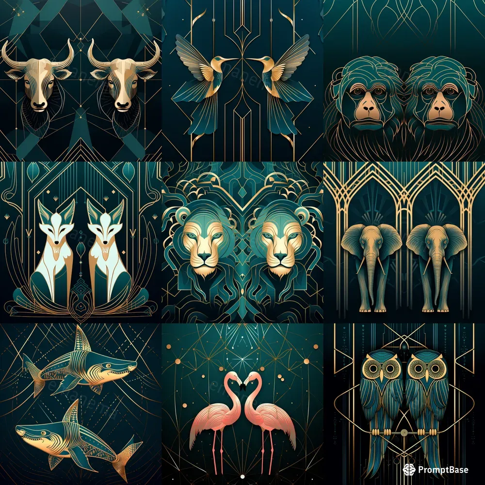 Art Deco Animals Wallpapers Midjourney Prompt | PromptBase