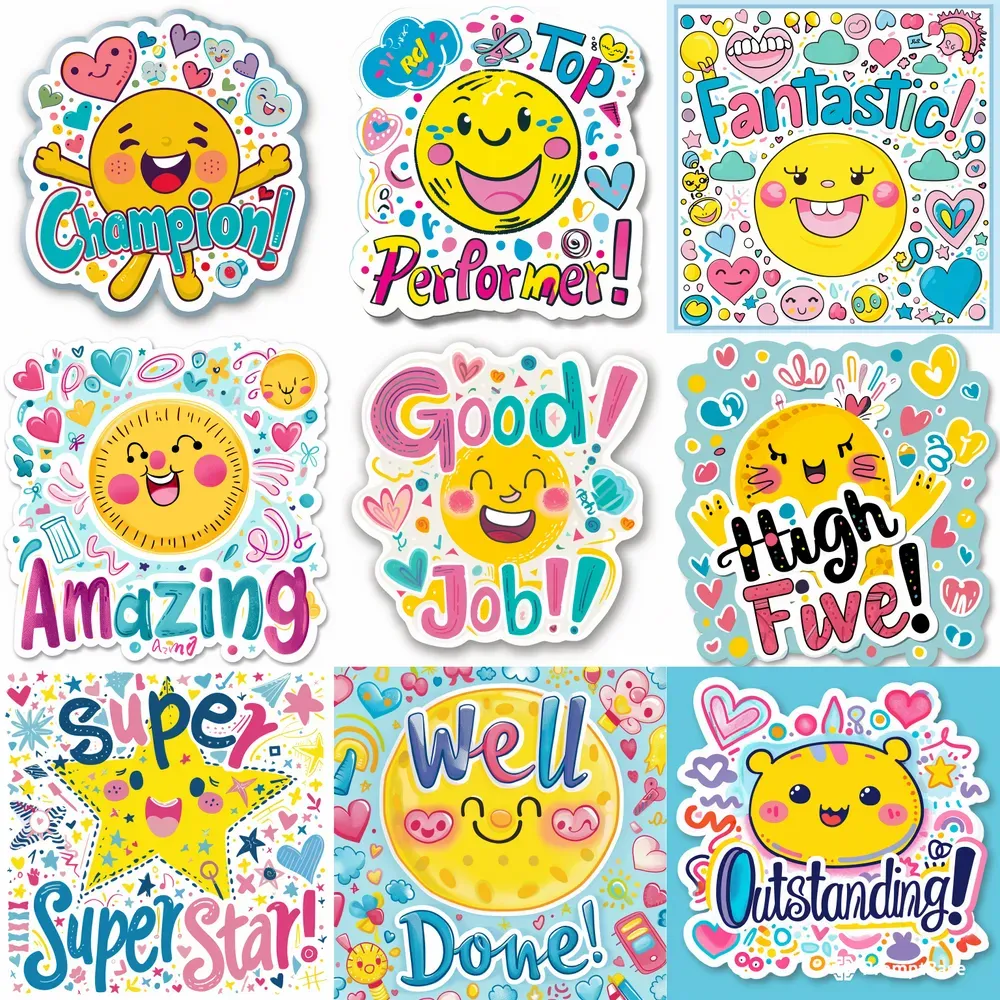 Personalized Smiley Face Reward Stickers Midjourney Prompt | PromptBase