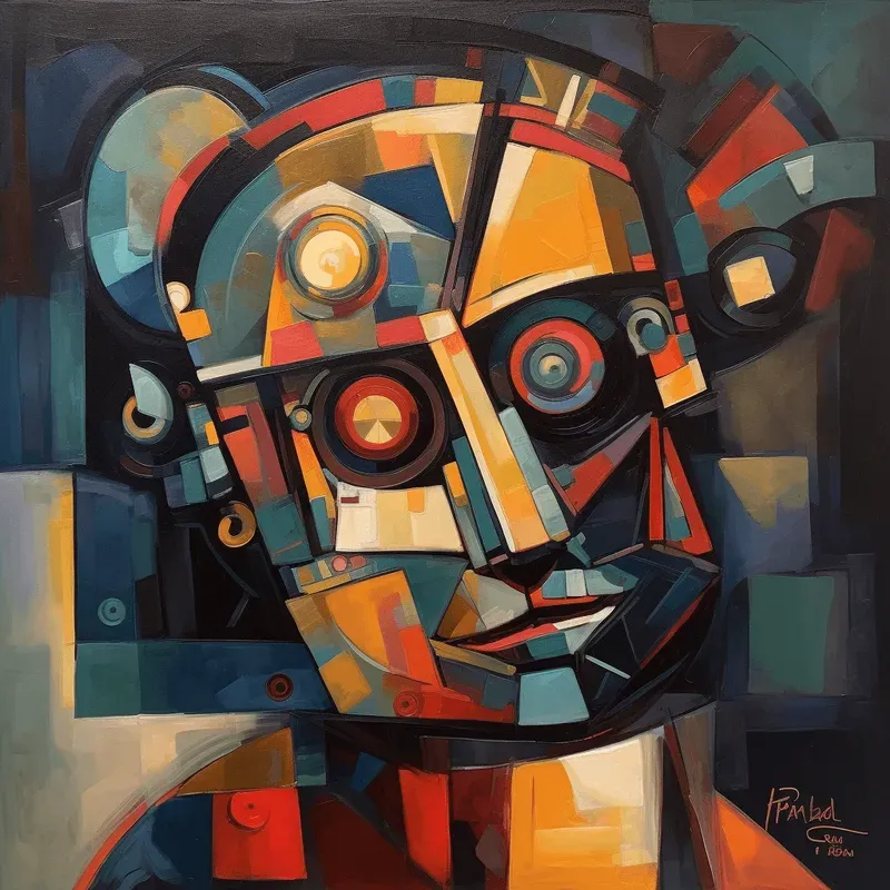Cubist Portrait Paintings Midjourney Prompt | PromptBase