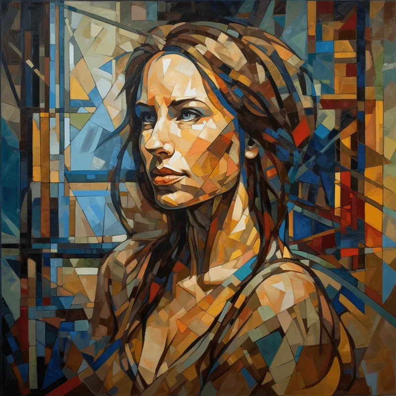 Cubist Portrait Paintings Midjourney Prompt | PromptBase
