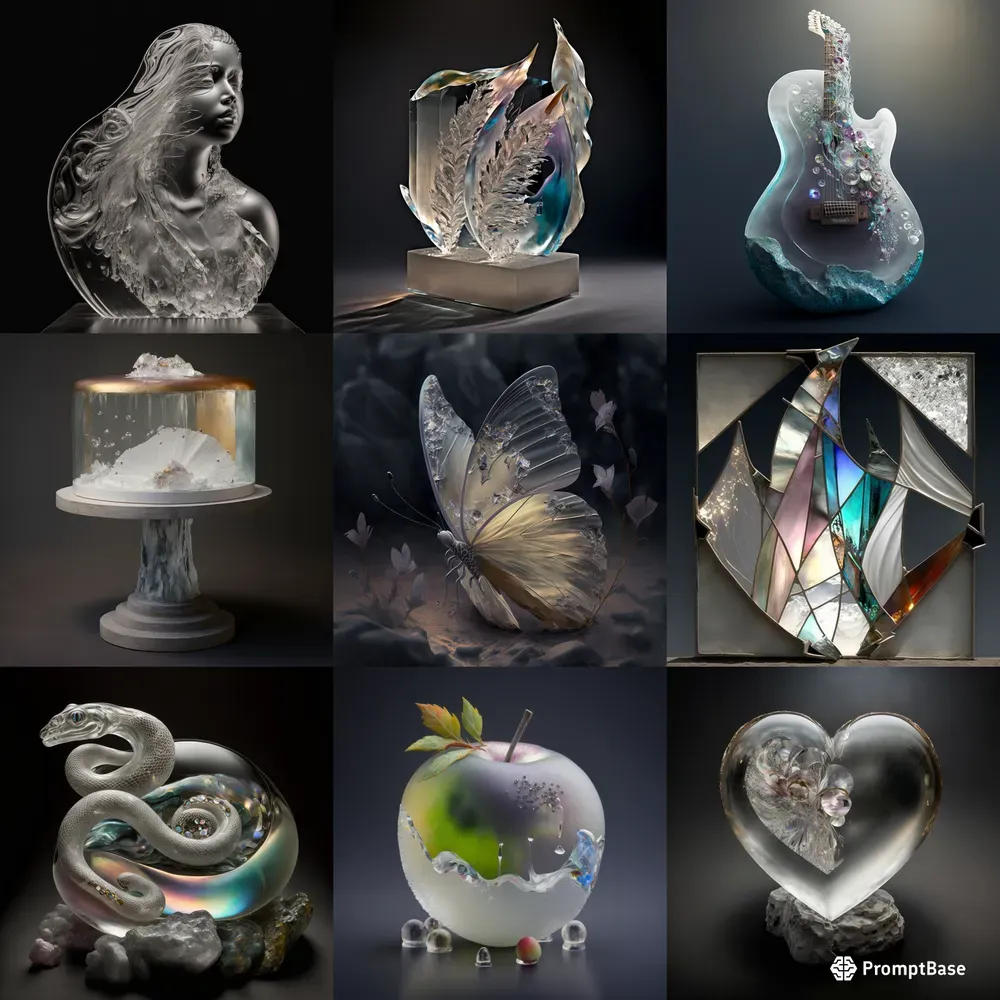 Magical Glass Sculptures Midjourney Prompt | PromptBase