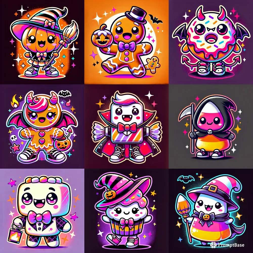 Halloween Chibi Spooky Sweets Treats DALL·E Prompt | PromptBase