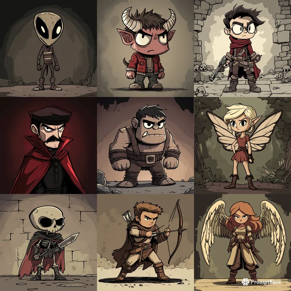 Cartoonish Fantasy RPG Characters Midjourney Prompt | PromptBase