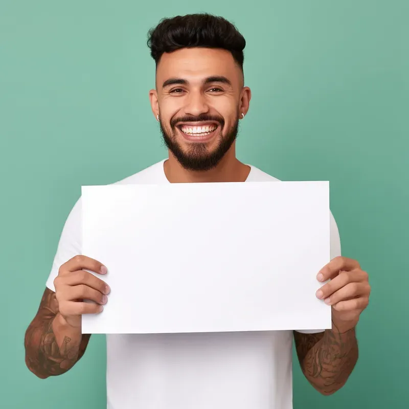 People Holding Signs Mockups Midjourney Prompt | PromptBase