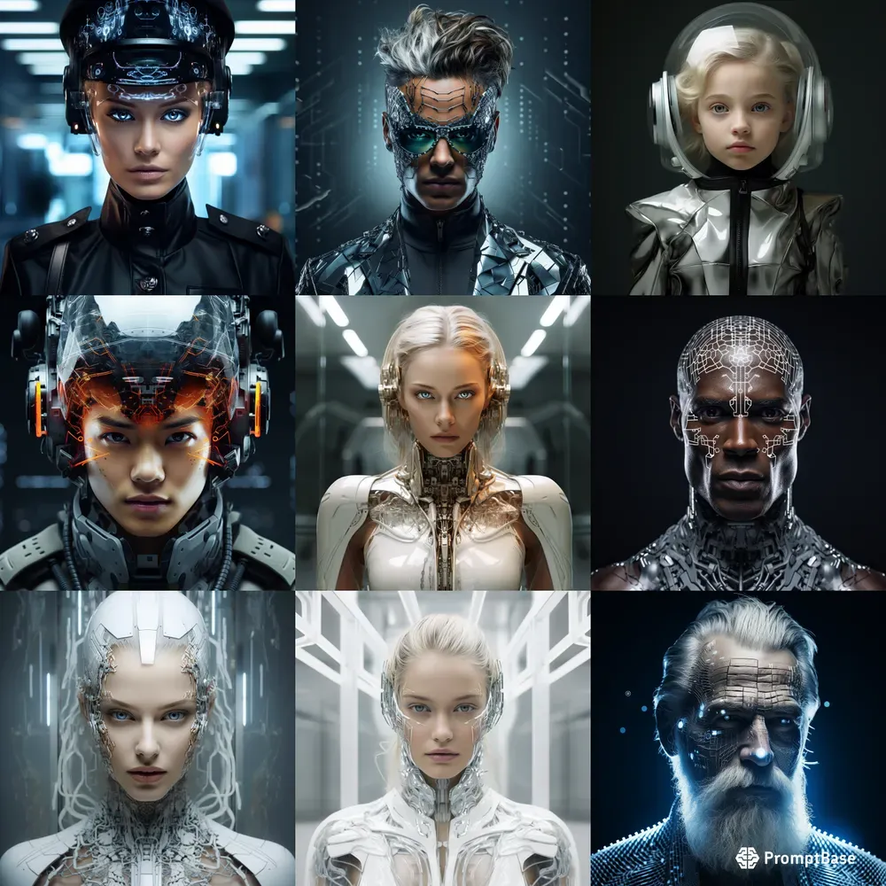 Realistic Future Cyborg Portrait Model Midjourney Prompt | PromptBase