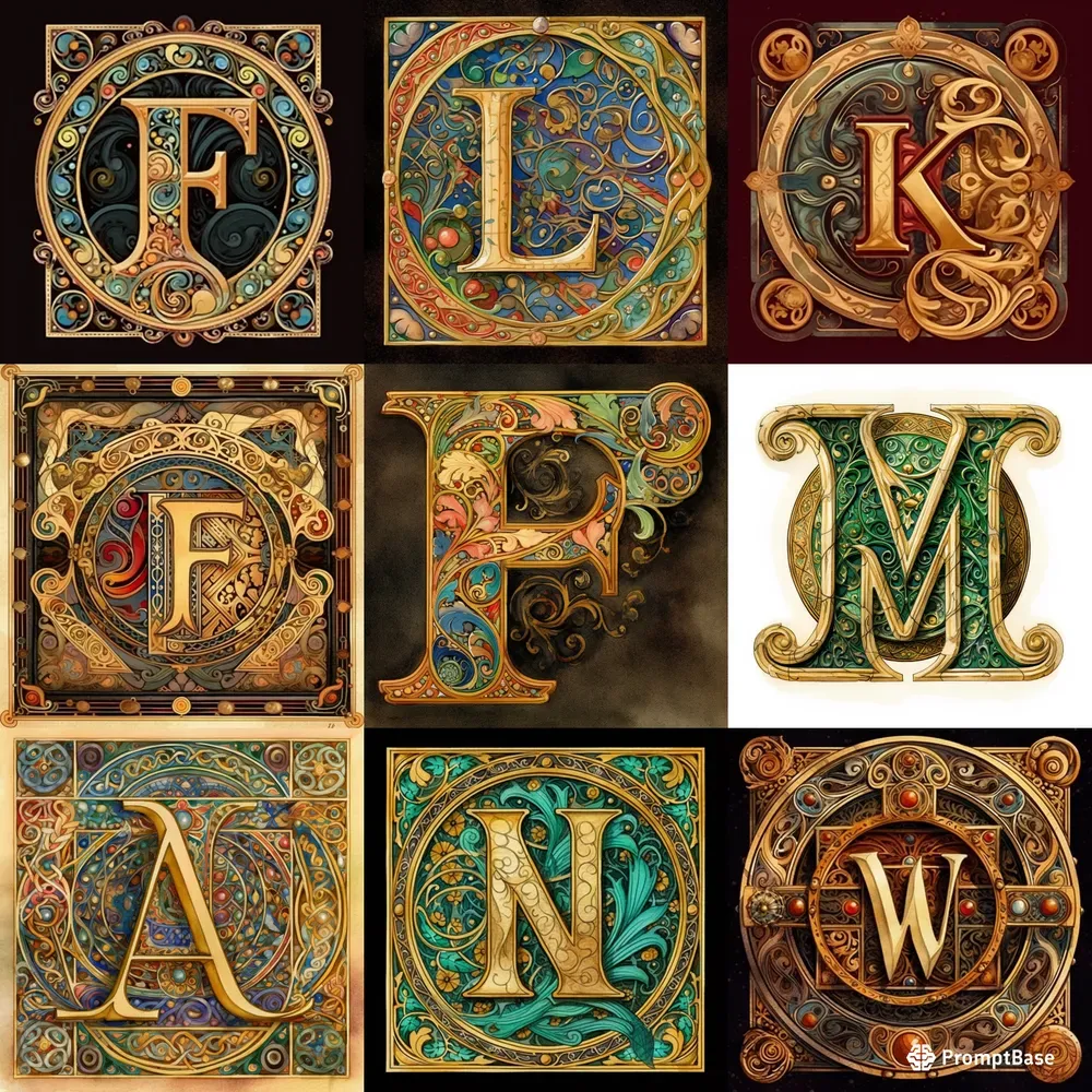 Fabulous Historical Alphabets Midjourney Prompt | PromptBase