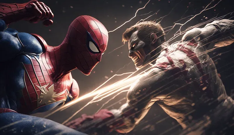 Cinematic Superhero Fight Scenes Midjourney Prompt | PromptBase