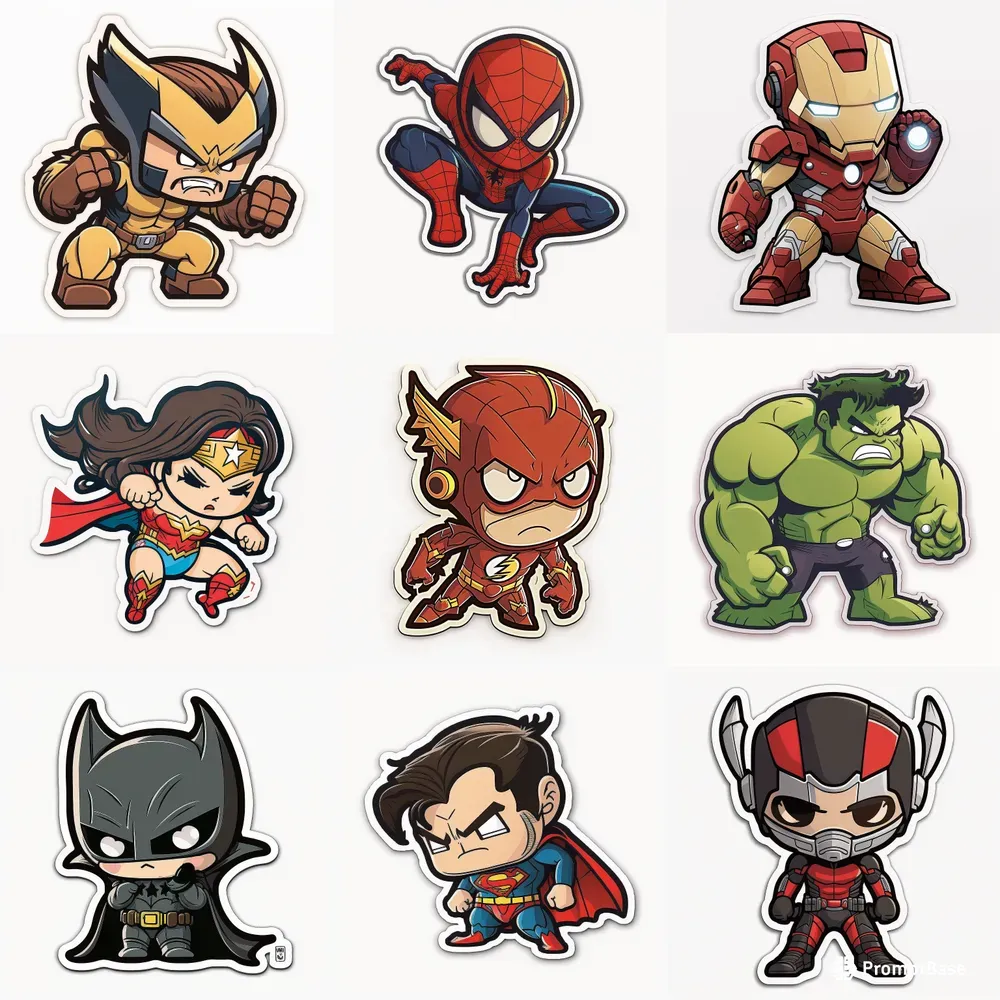 Cute Superhero Stickers Midjourney Prompt | PromptBase
