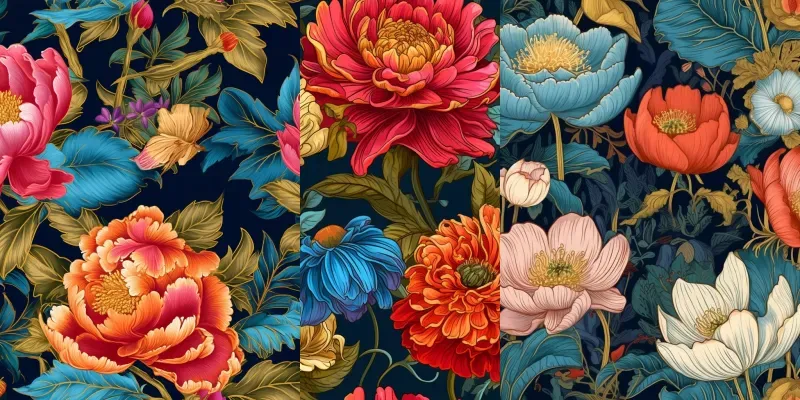 Luxurious Repeating Floral Patterns Midjourney Prompt | PromptBase