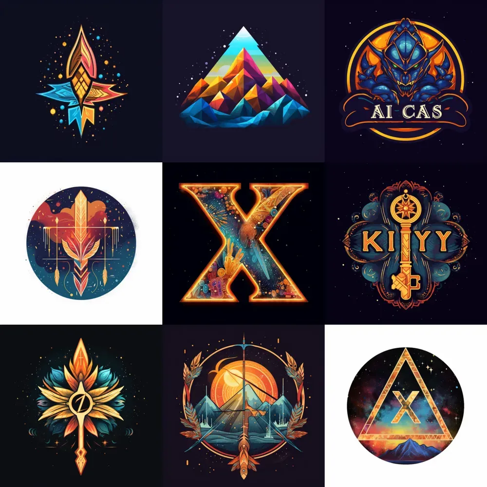 Dark Skyblue And Amber Logos Midjourney Prompt | PromptBase