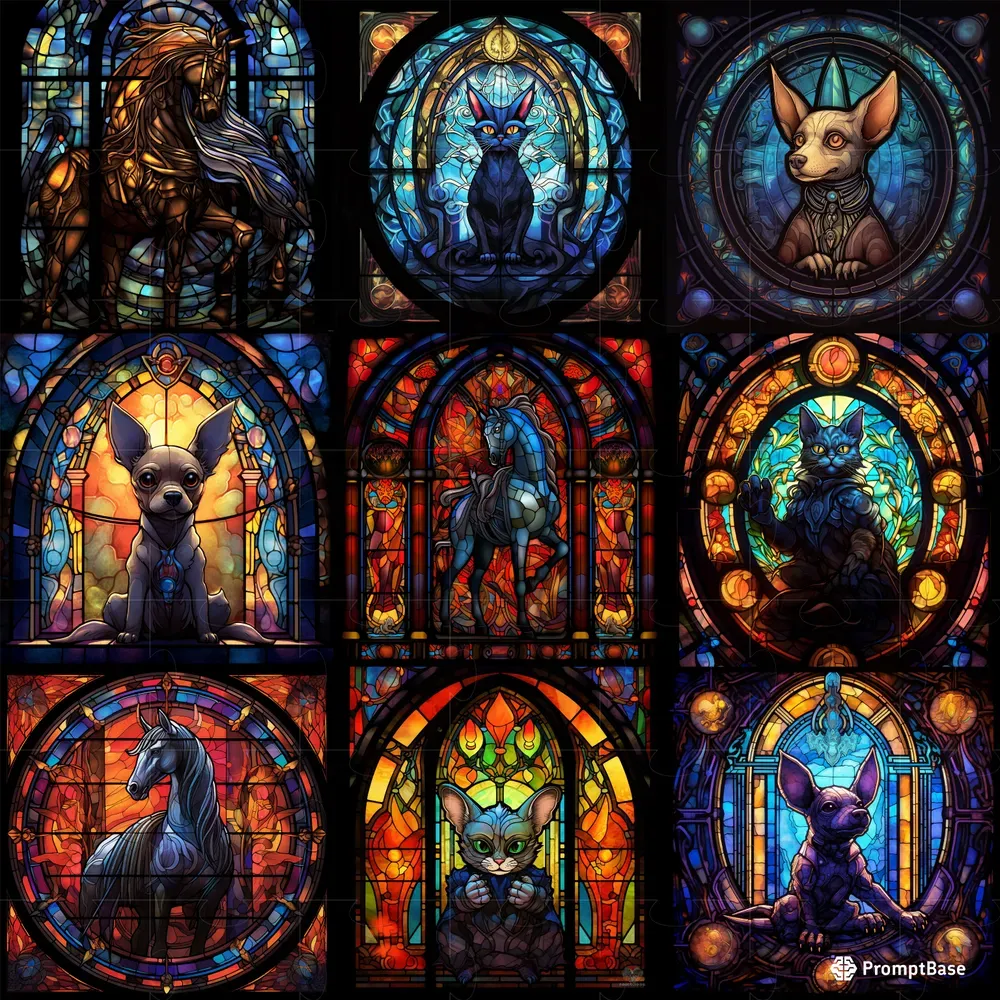 Stained Glass Creatures Midjourney Prompt | PromptBase