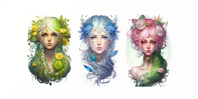 Beautiful Fanciful Women For T-shirts Midjourney Prompt | PromptBase