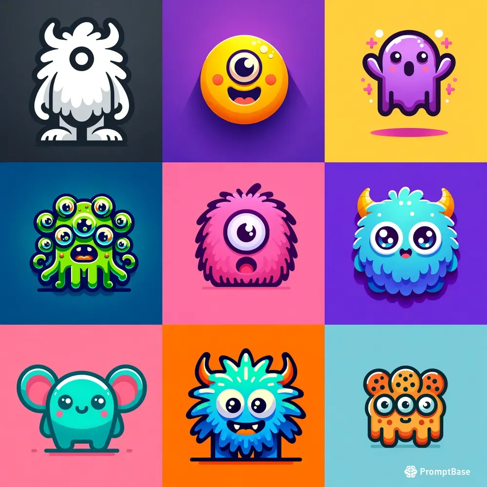 Vibrant Cute Monster Icons DALL·E Prompt | PromptBase