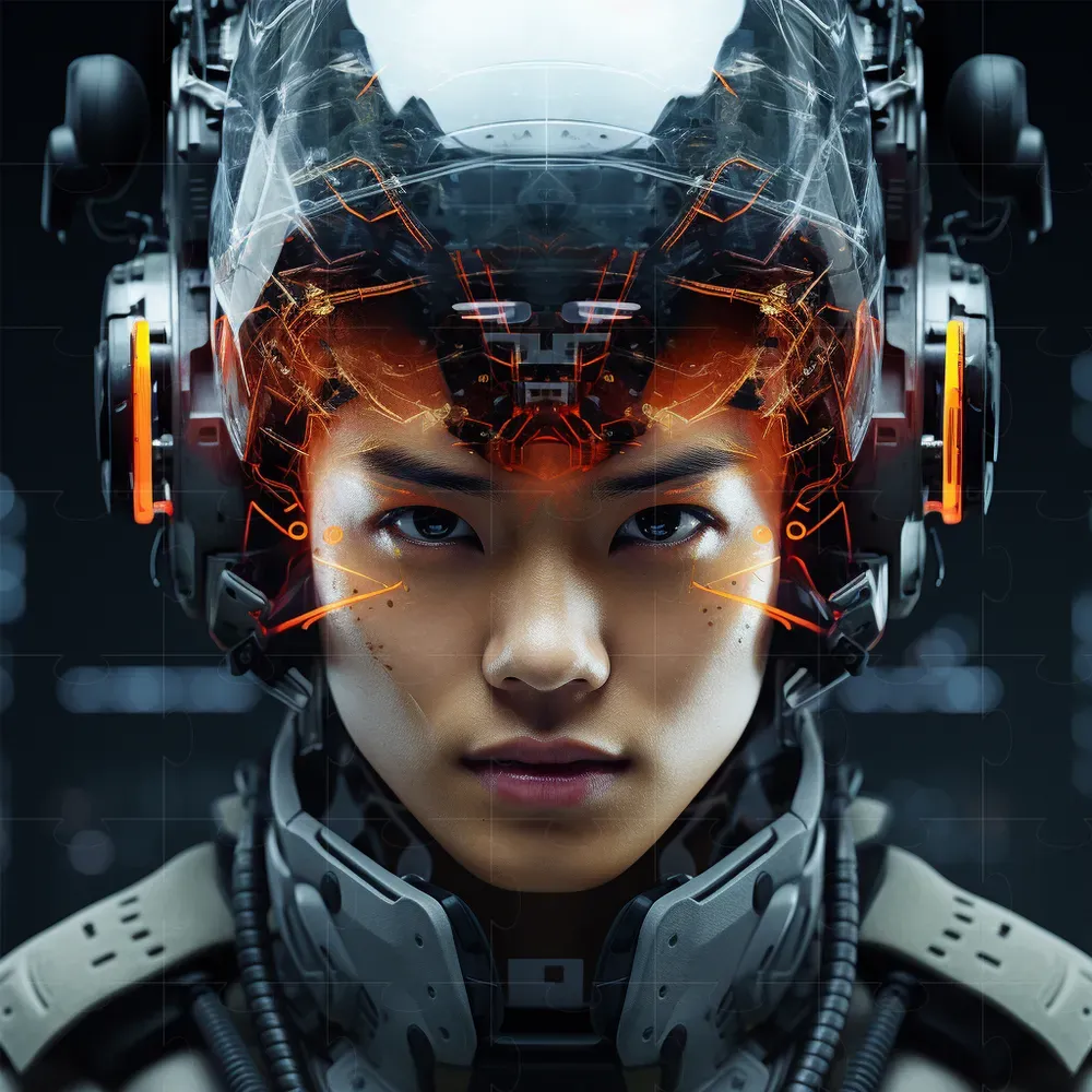 Realistic Future Cyborg Portrait Model Midjourney Prompt | PromptBase