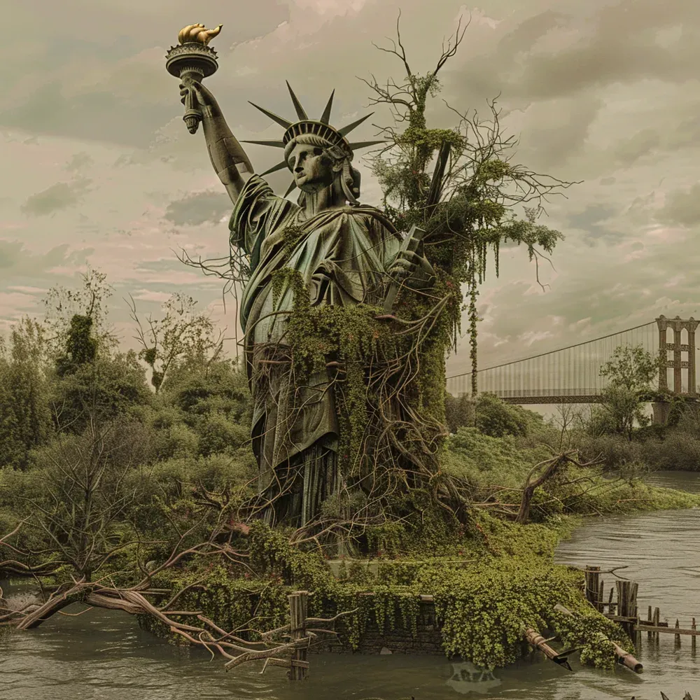 Post-apocalyptic Overgrown Landmarks Midjourney Prompt | PromptBase