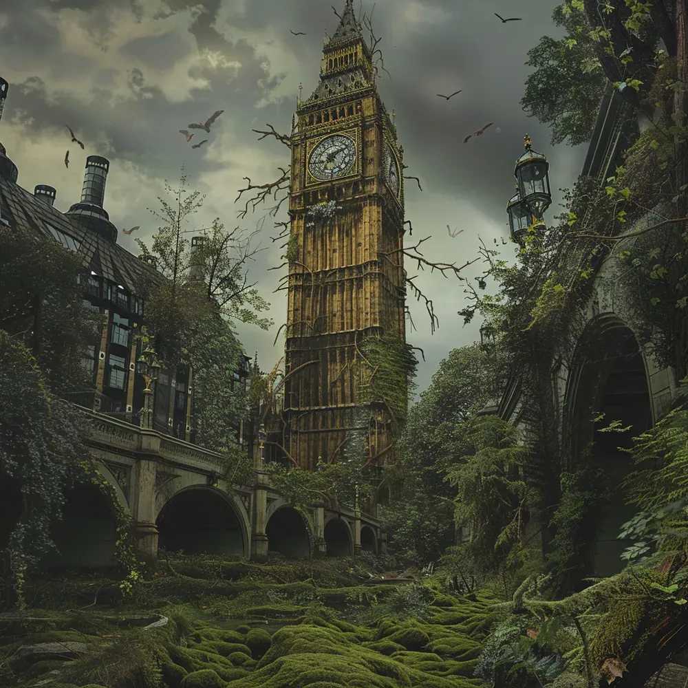 Post-apocalyptic Overgrown Landmarks Midjourney Prompt | PromptBase