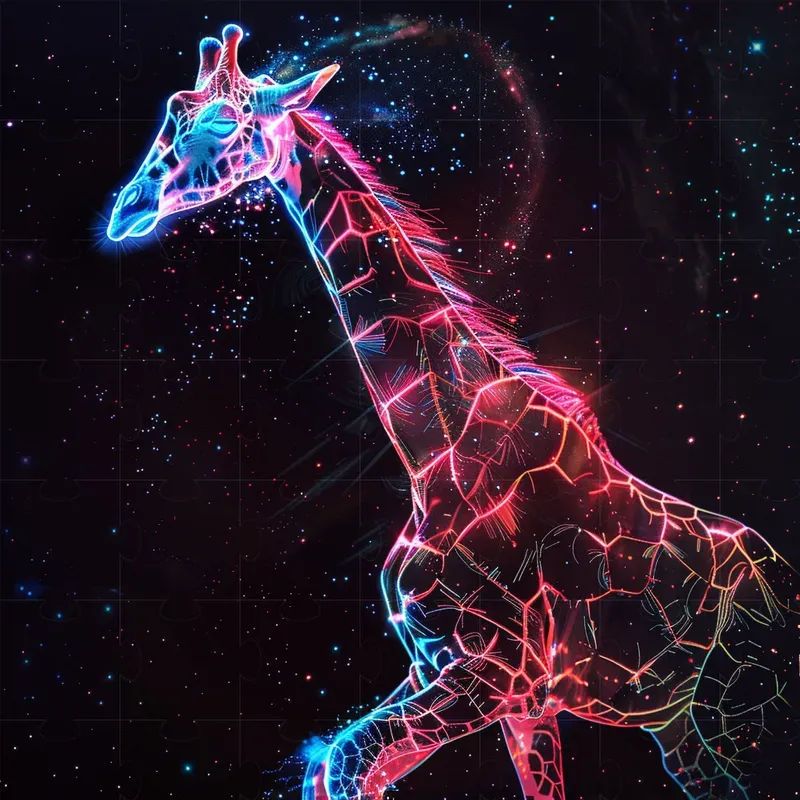 Beautiful Neon Animal Figures In Space Midjourney Prompt | PromptBase