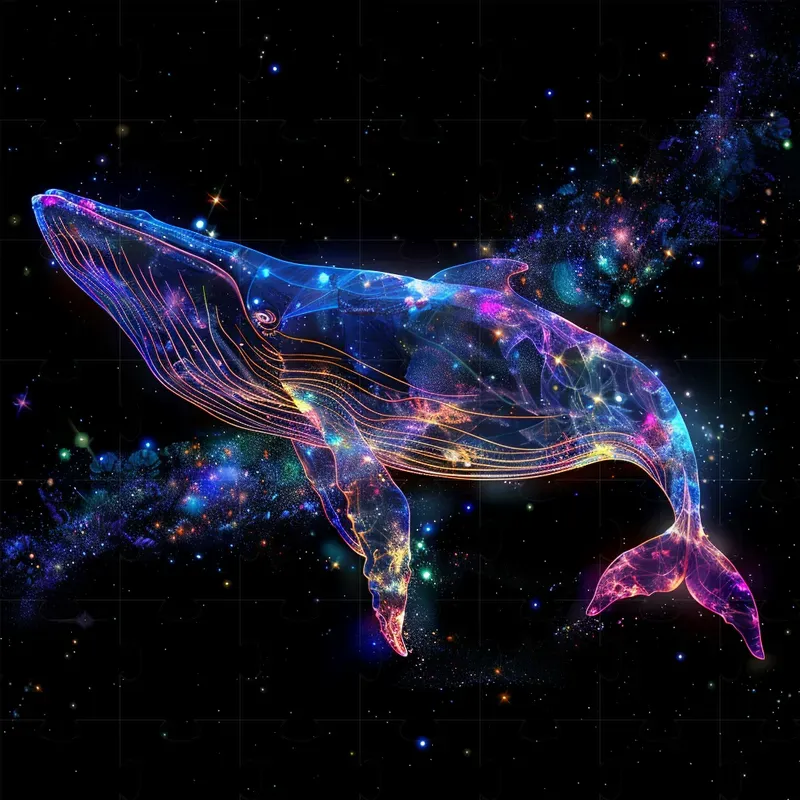 Beautiful Neon Animal Figures In Space Midjourney Prompt | PromptBase