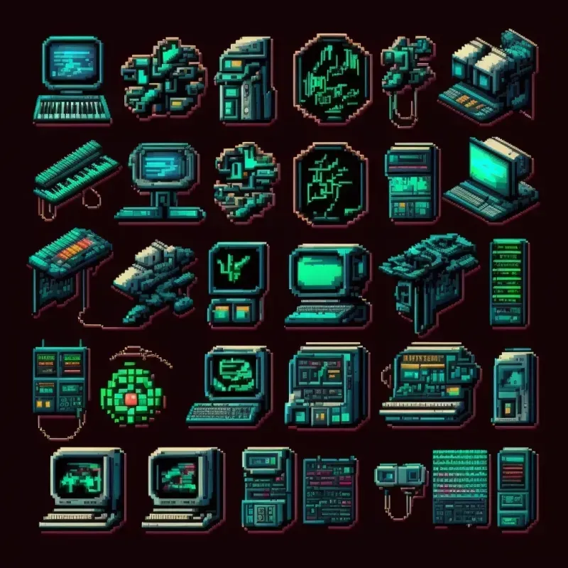 8-bit SciFi Icons Midjourney Prompt | PromptBase