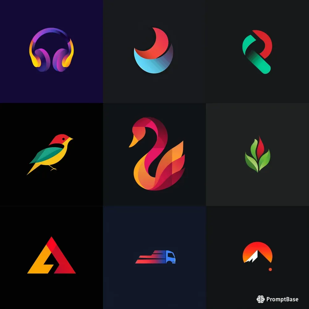 Sleek Colored Logos Midjourney Prompt | PromptBase