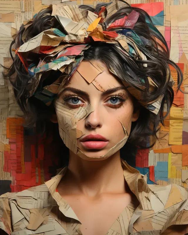 Multilayered Collage Portraits Midjourney Prompt | PromptBase