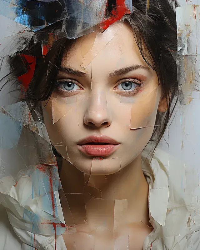 Multilayered Collage Portraits Midjourney Prompt | PromptBase