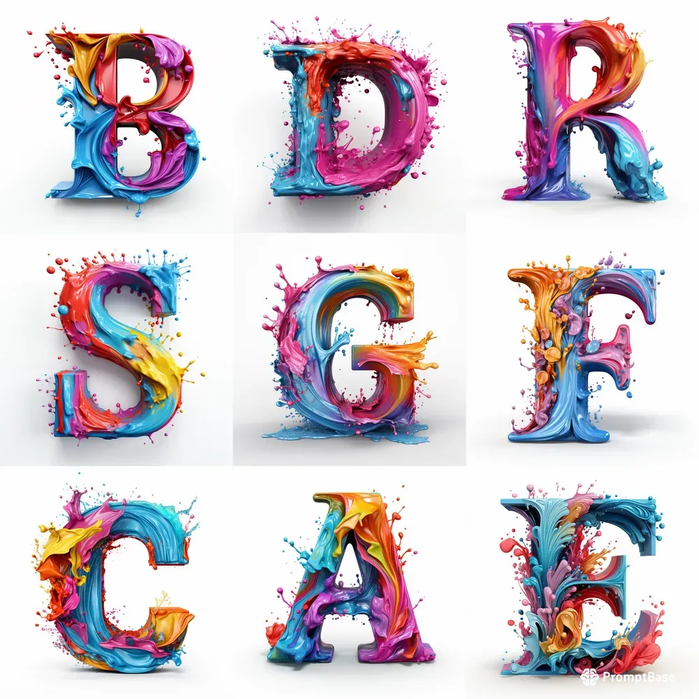 Colorful 3D Letters Designs Midjourney Prompt | PromptBase