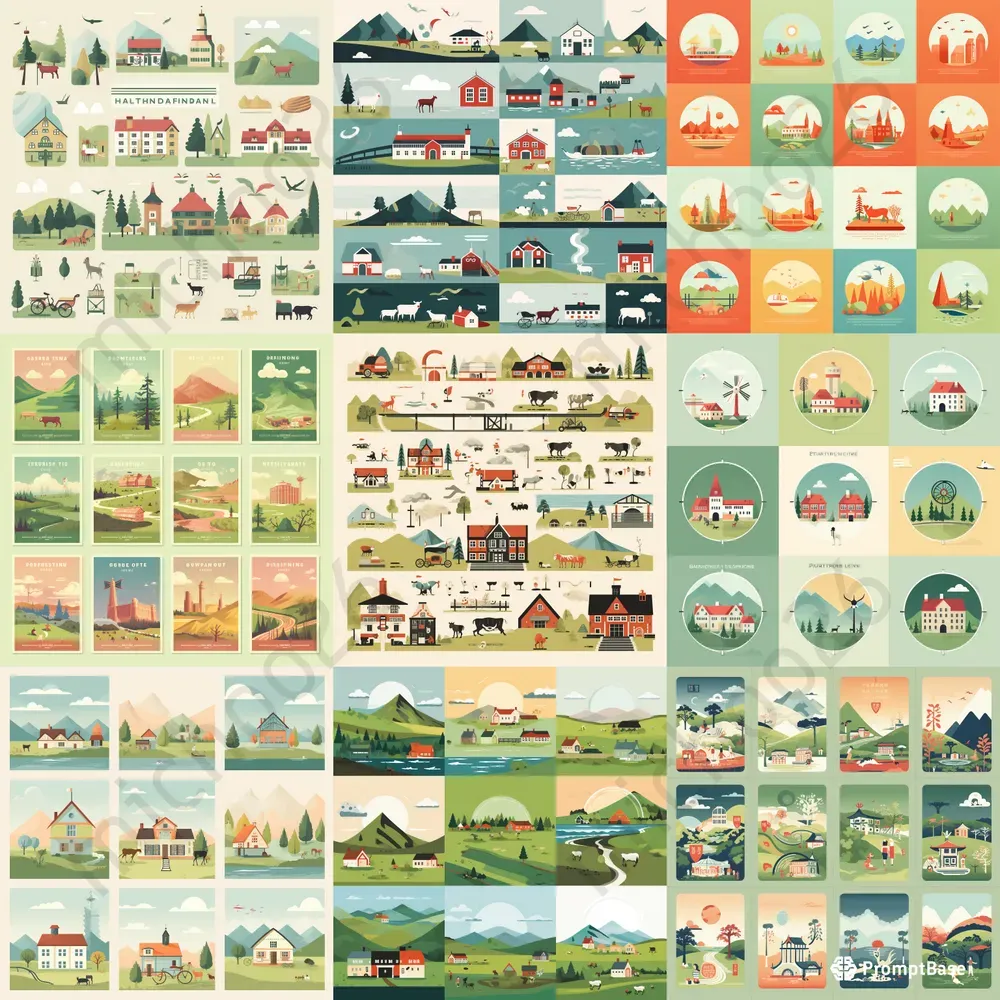 Pictorial Countryside Banners Midjourney Prompt | PromptBase