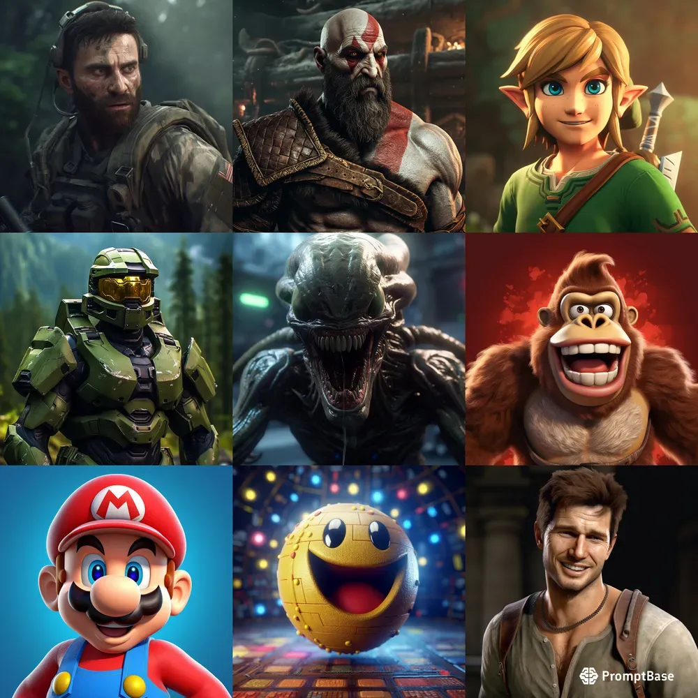 Video Games Characters Logos Midjourney Prompt | PromptBase