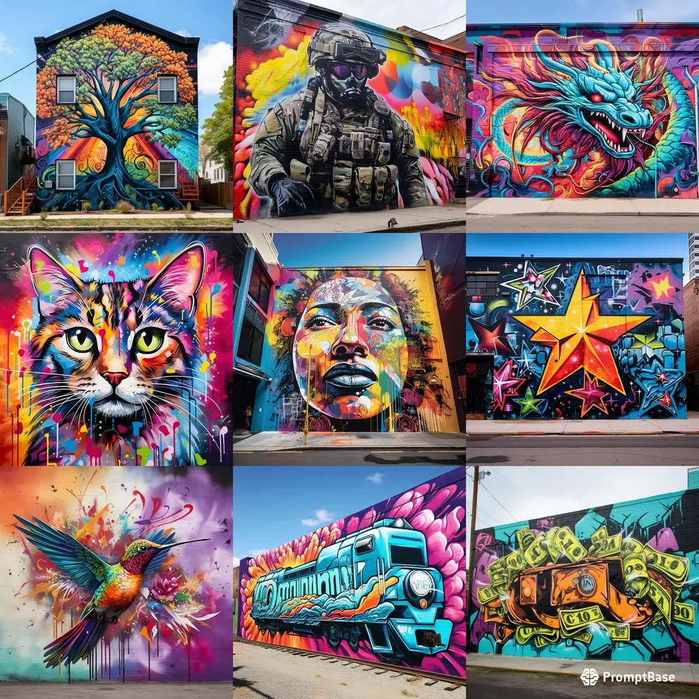 Simple Street Art Graffitis Midjourney Prompt | PromptBase