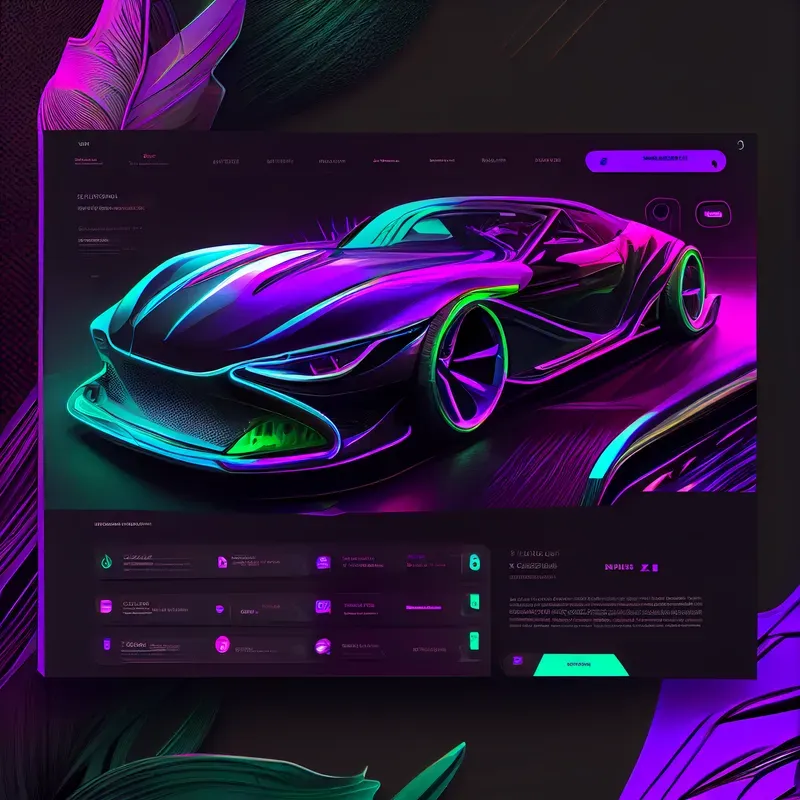 Futuristic Neon Website Mockups Midjourney Prompt | PromptBase