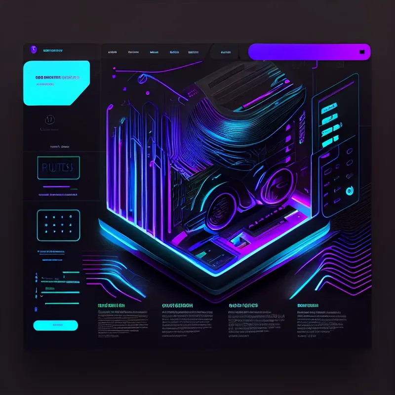 Futuristic Neon Website Mockups Midjourney Prompt | PromptBase