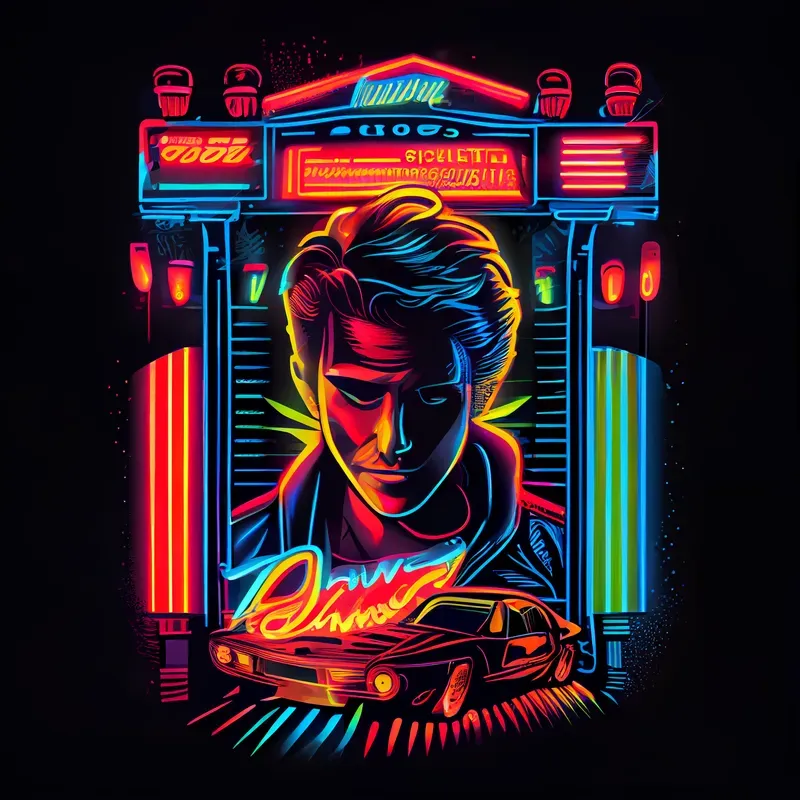 Retro Artistic Neon Movie Posters Midjourney Prompt | PromptBase