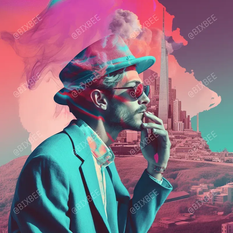 Vaporwave Futuristic Art Collages Midjourney Prompt | PromptBase