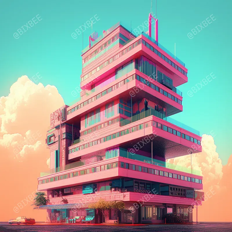 Vaporwave Futuristic Art Collages Midjourney Prompt | PromptBase