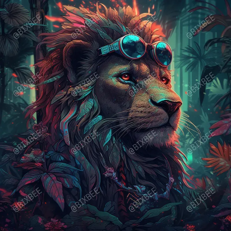 Funky Jungle Animal Illustrations Midjourney Prompt | PromptBase