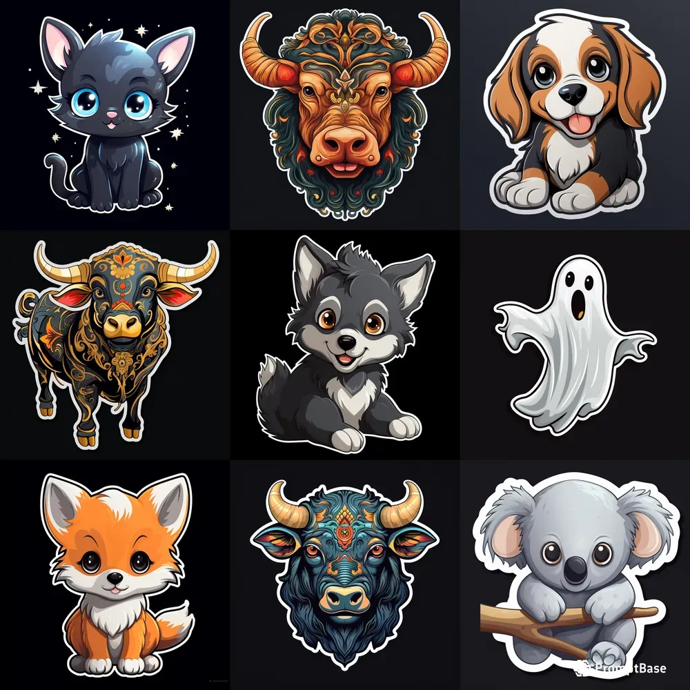 Stickers Cartoon Style Vectors Midjourney Prompt | PromptBase