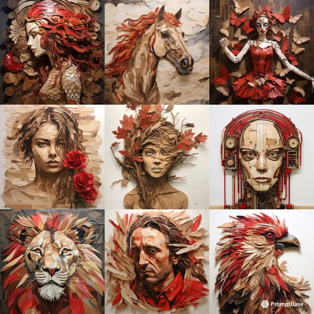 Recycled Material Fragmented Portraits Midjourney Prompt | PromptBase