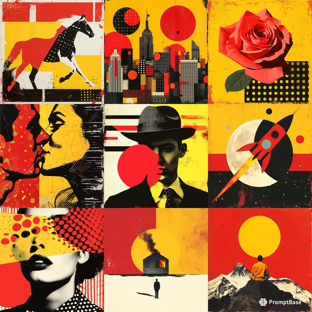 Abstract Retro Pop Art Collages Midjourney Prompt | PromptBase