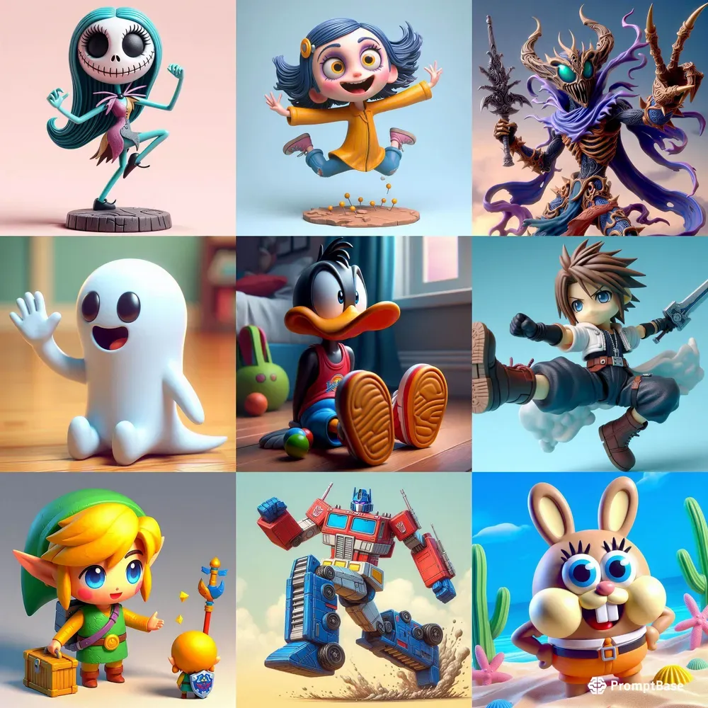 Comical Characters Epic Poses Collections DALL·E Prompt | PromptBase