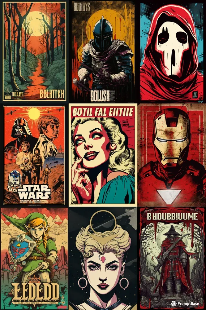 Retro Style Comic Posters Midjourney Prompt | PromptBase