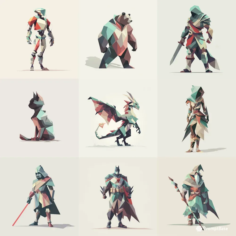 Polygon Vector Characters Midjourney Prompt | PromptBase