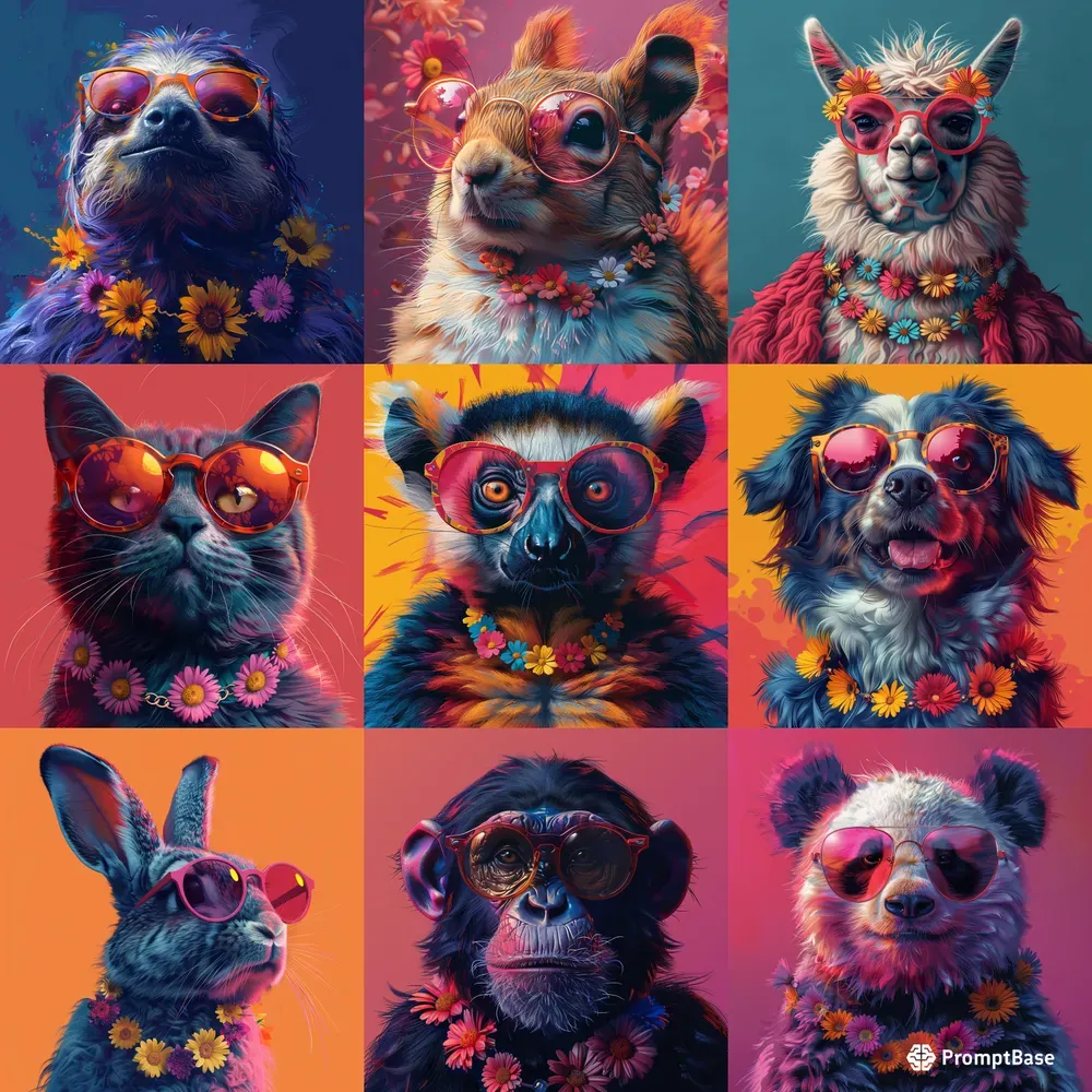 Animals In Bold Vector Art Midjourney Prompt | PromptBase