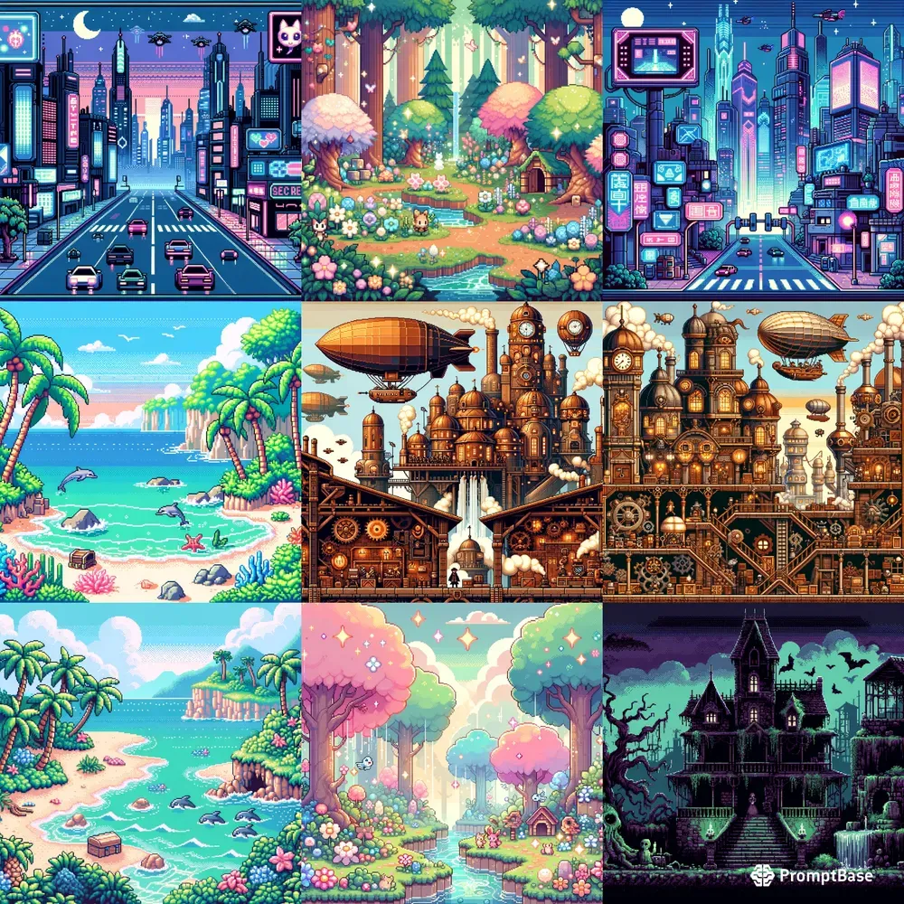2D Video Game Backgrounds DALL·E Prompt | PromptBase